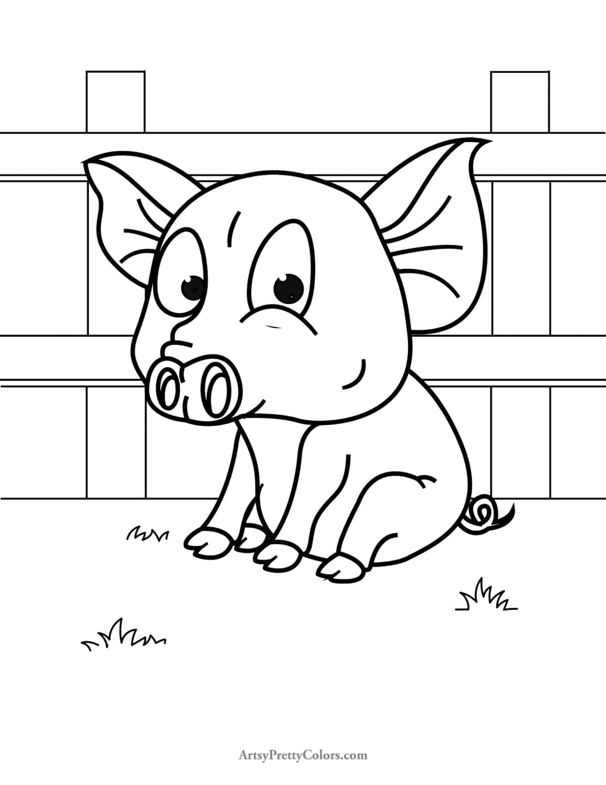 Cute Pig Coloring Pages –For free - Artsy Pretty Colors