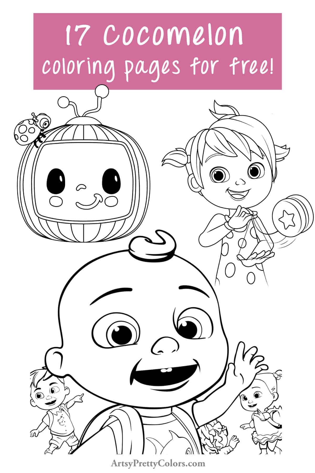 Cute Cocomelon Coloring Pages –Free - Artsy Pretty Colors