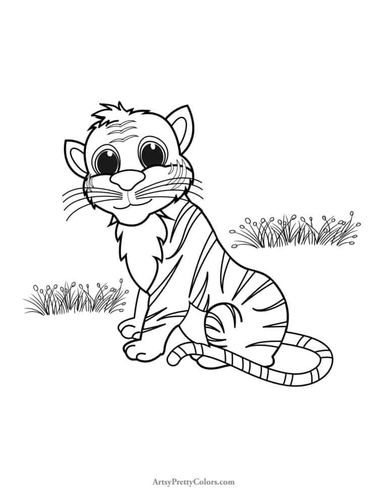 15 Free Cute Tiger Coloring Pages - Artsy Pretty Colors