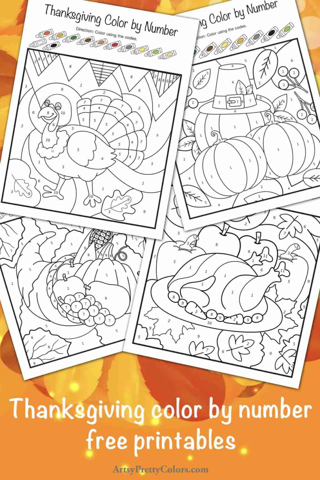 Free Color By Number Thanksgiving Printables - Artsy Pretty Colors