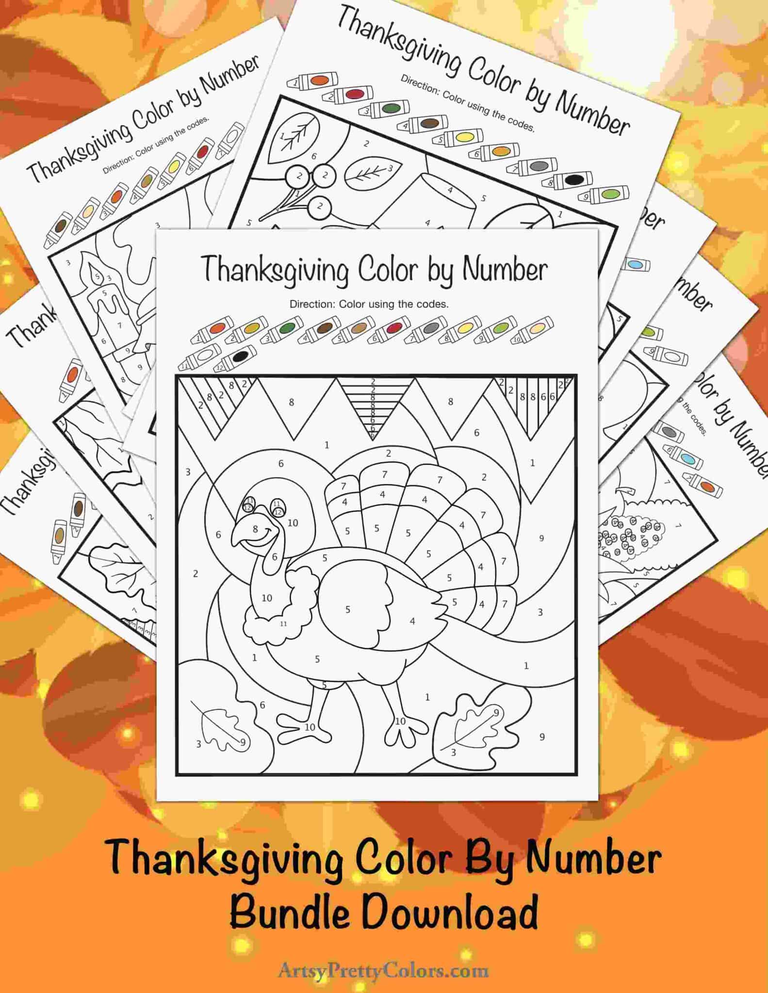 Free Color By Number Thanksgiving Printables - Artsy Pretty Colors
