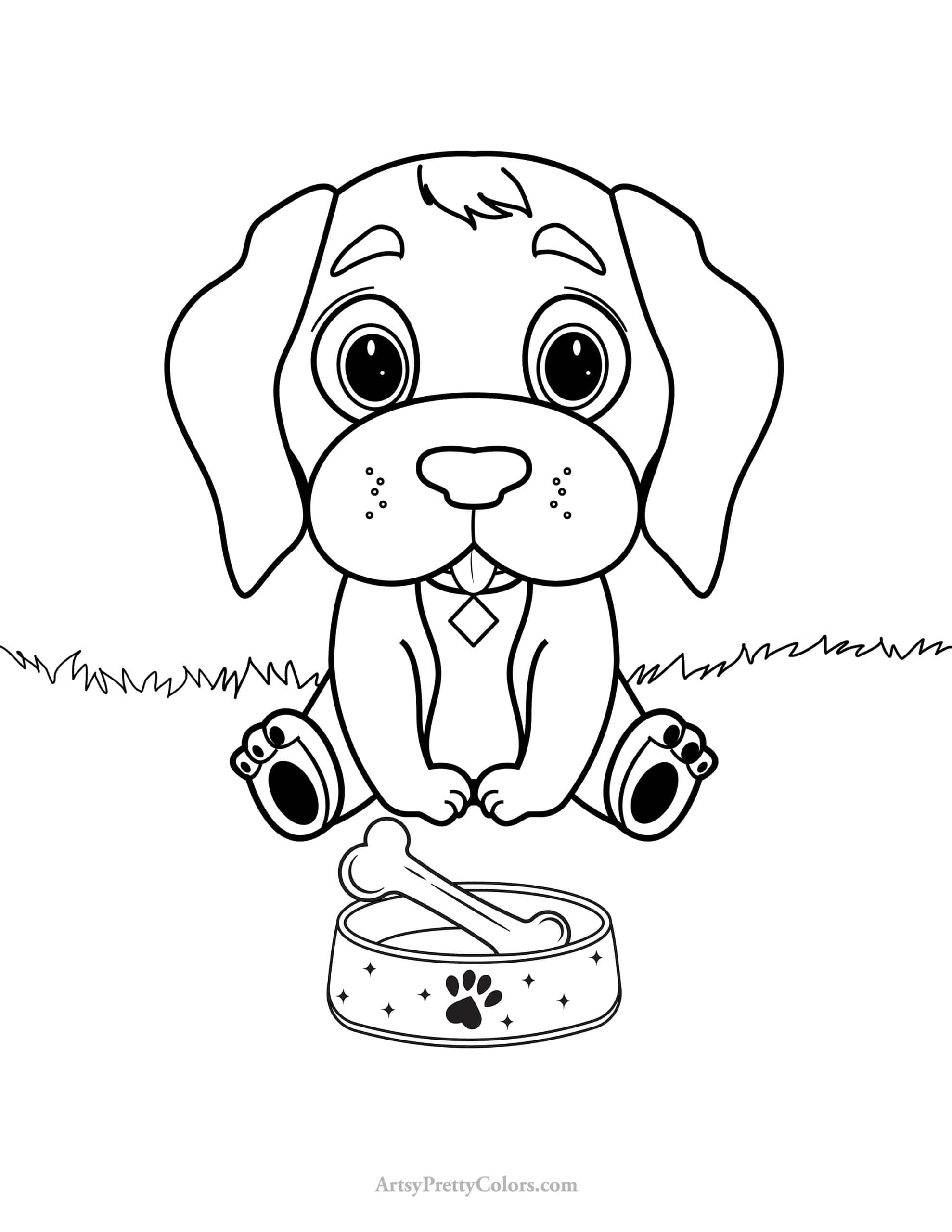 35 Cute Puppy Coloring Pages for Free - Artsy Pretty Colors