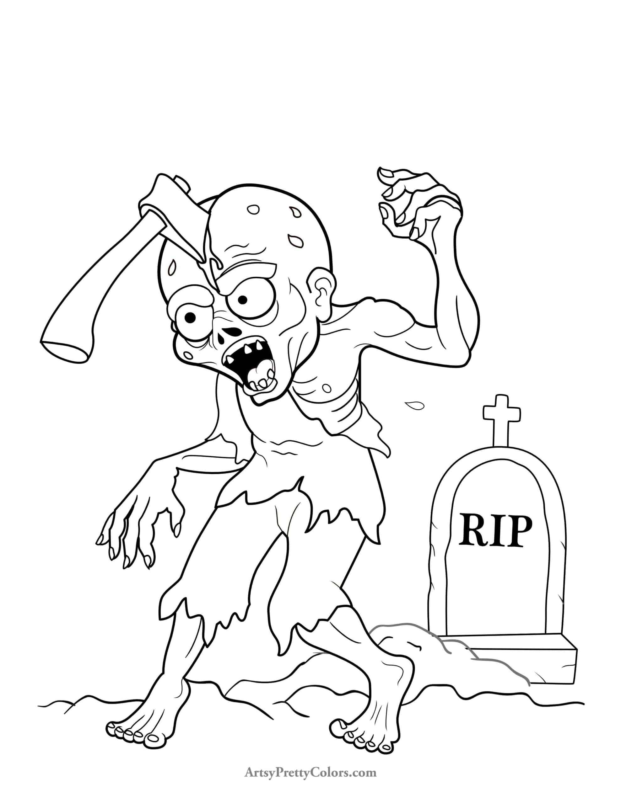 Free Zombie Coloring Pages - Artsy Pretty Colors