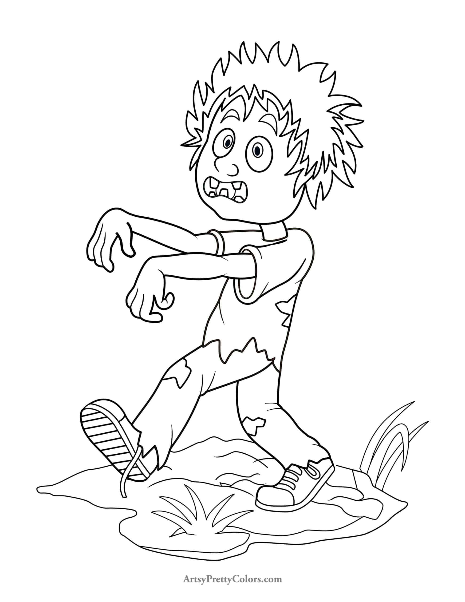 Free Zombie Coloring Pages - Artsy Pretty Colors