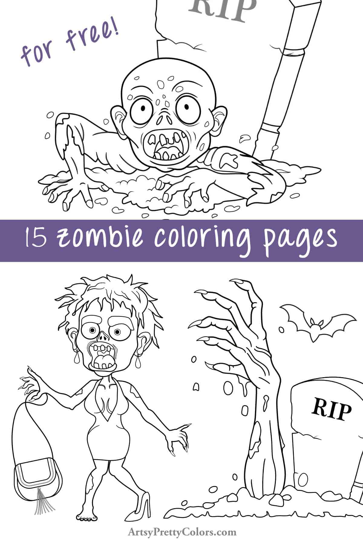 Free Zombie Coloring Pages - Artsy Pretty Colors