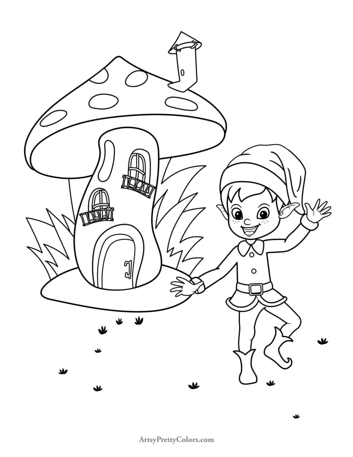 17 Cute Elf Coloring Pages -For Holiday Fun - Artsy Pretty Colors