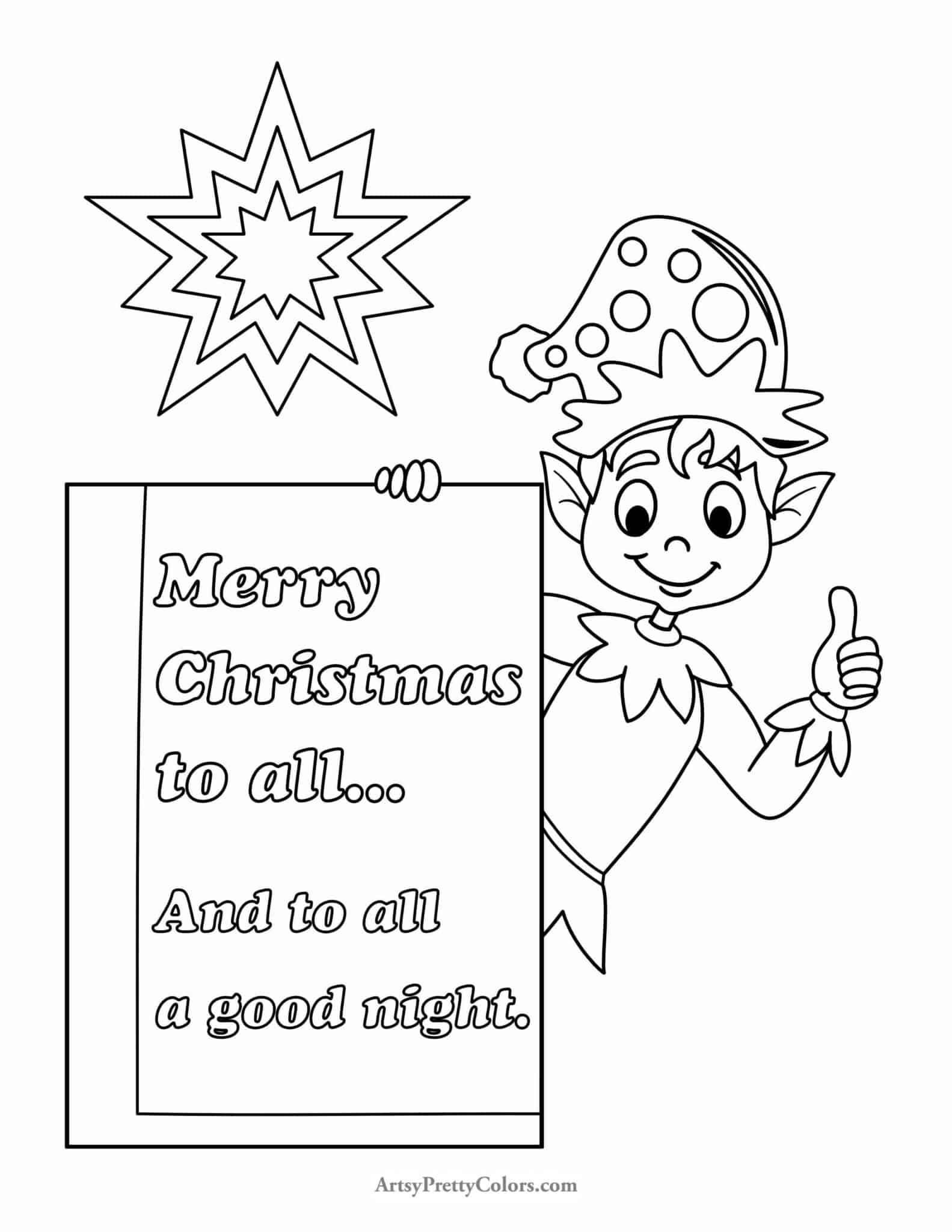 17 Cute Elf Coloring Pages -For Holiday Fun - Artsy Pretty Colors