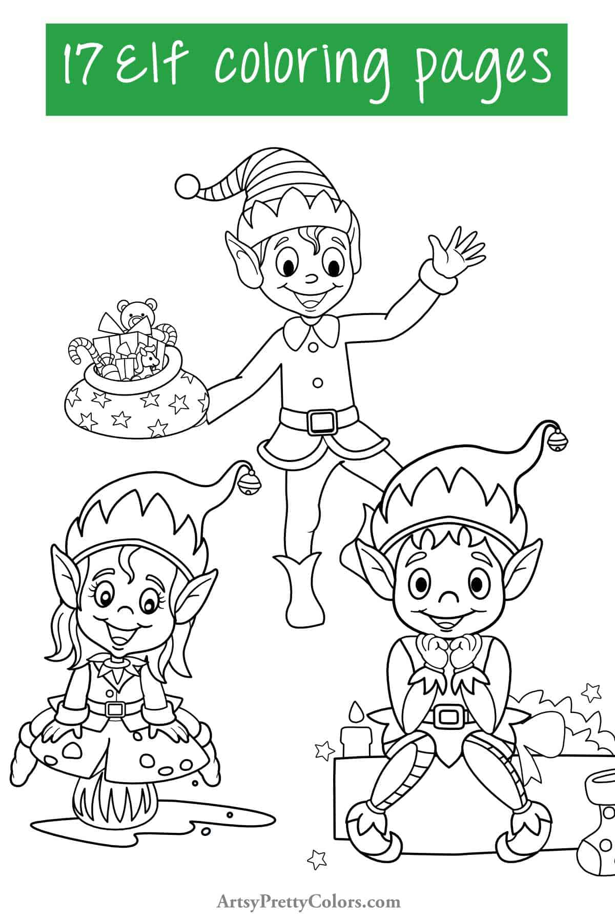 17 Cute Elf Coloring Pages -For Holiday Fun - Artsy Pretty Colors
