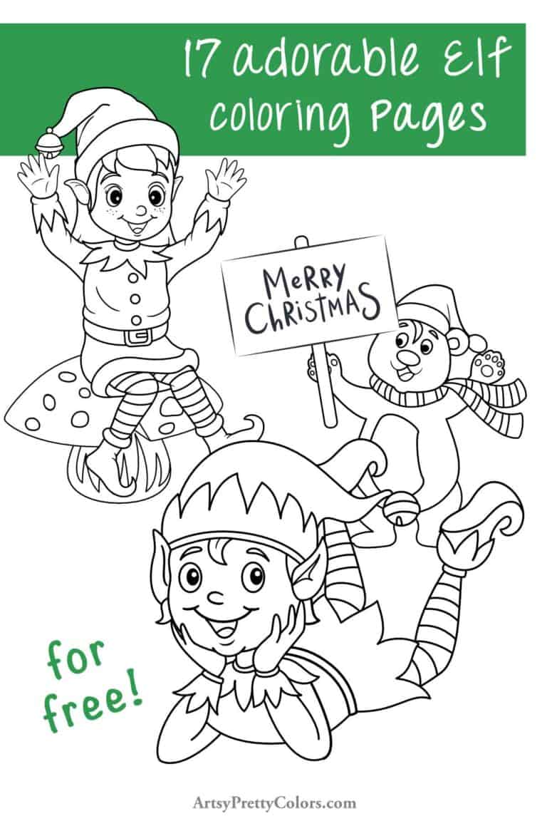 17 Cute Elf Coloring Pages -For Holiday Fun - Artsy Pretty Colors
