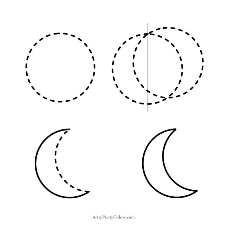How To Draw A Half Moon Step By Step - Artsy Pretty Colors