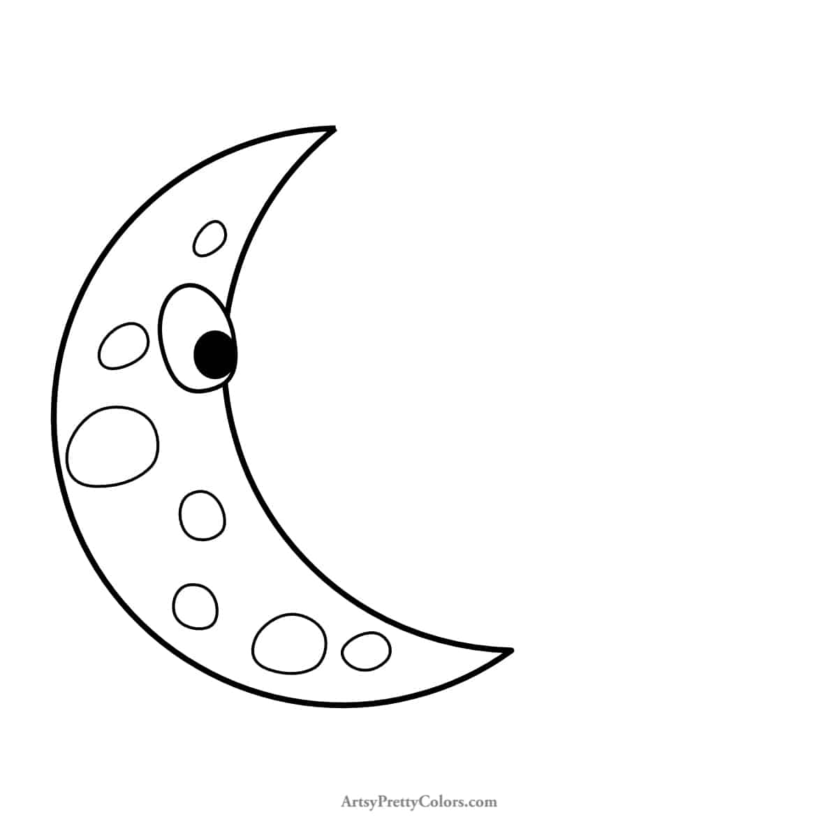 How To Draw A Half Moon Step By Step - Artsy Pretty Colors