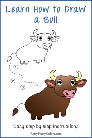 How To Draw A Bull (Step by Step) - Artsy Pretty Colors