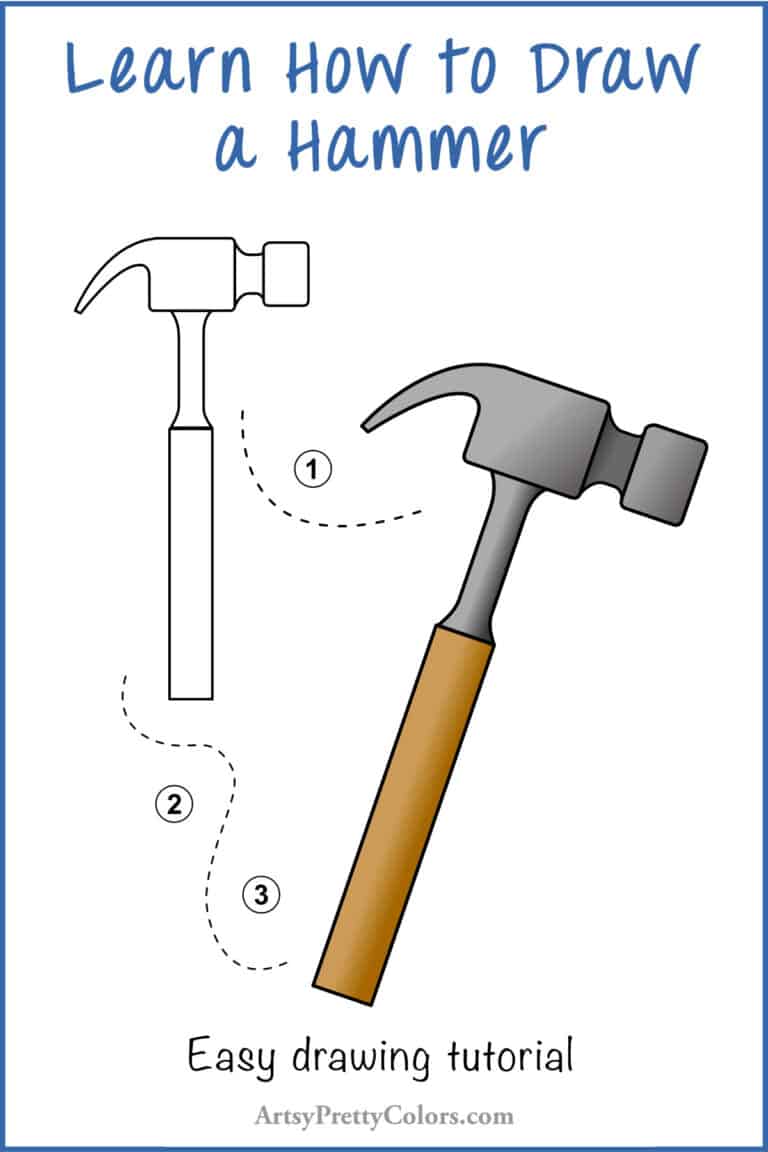 How To Draw A Hammer Step By Step - Artsy Pretty Colors