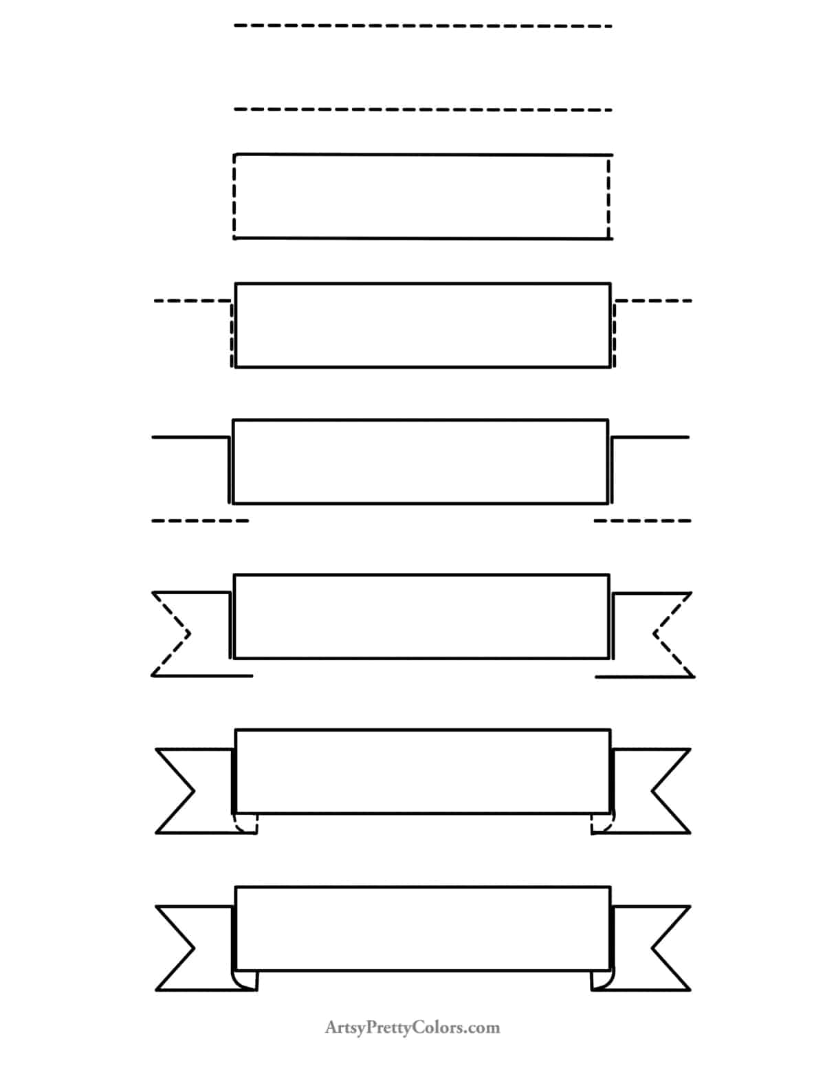 How To Draw A Banner Ribbon (Straight & Wavy) - Artsy Pretty Colors
