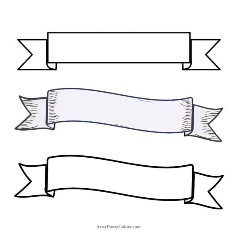 How To Draw A Banner Ribbon (Straight & Wavy) - Artsy Pretty Colors