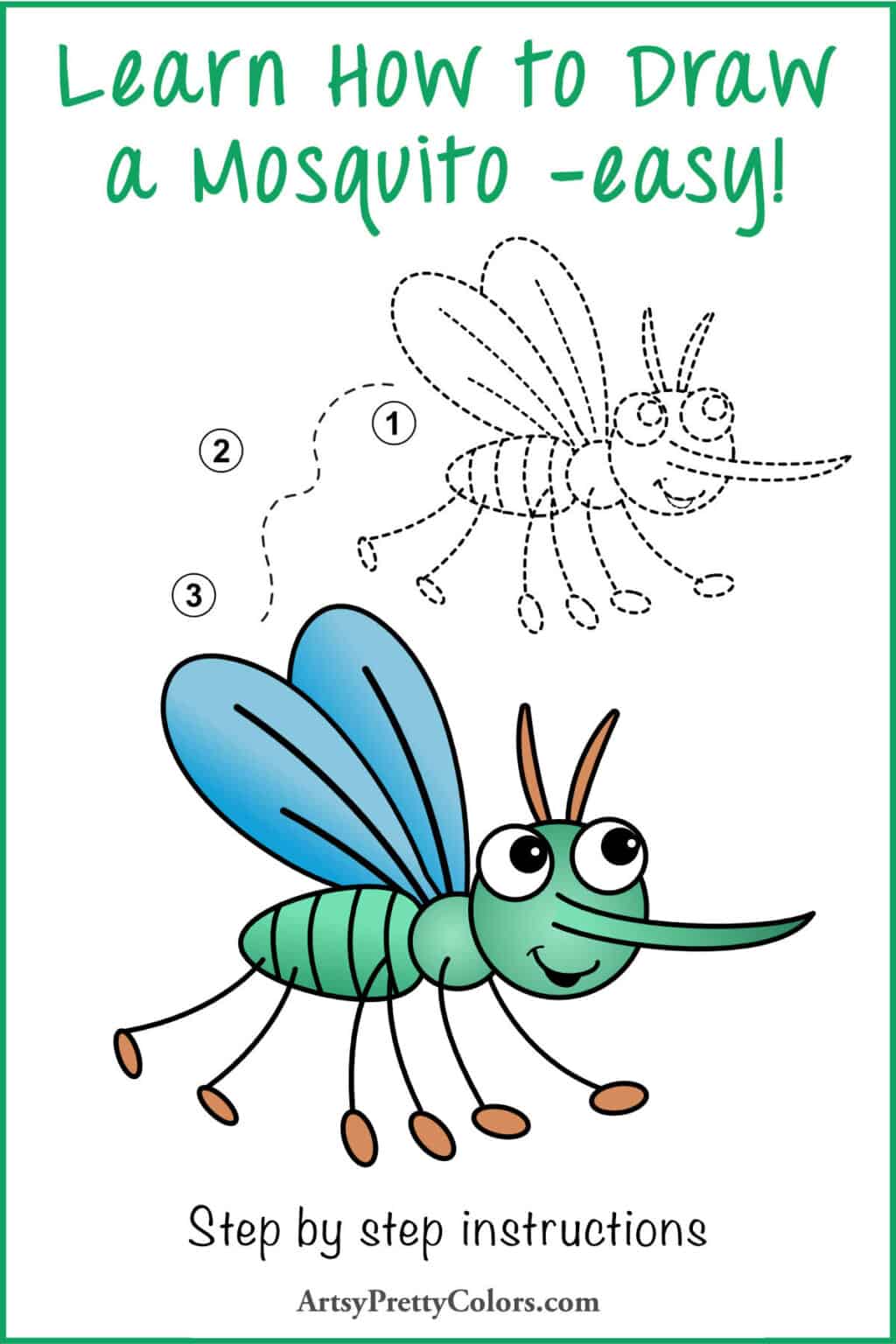 How To Draw A Mosquito (Easy!) - Artsy Pretty Colors