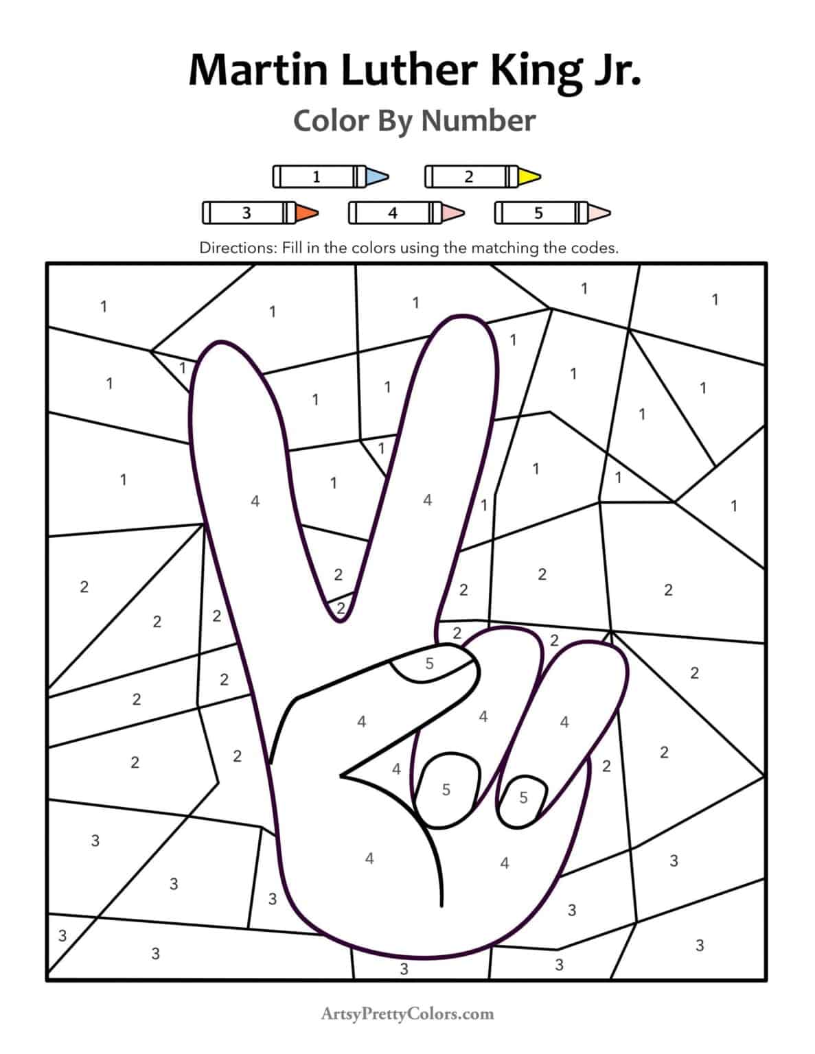 Martin Luther King Color By Number - Artsy Pretty Colors