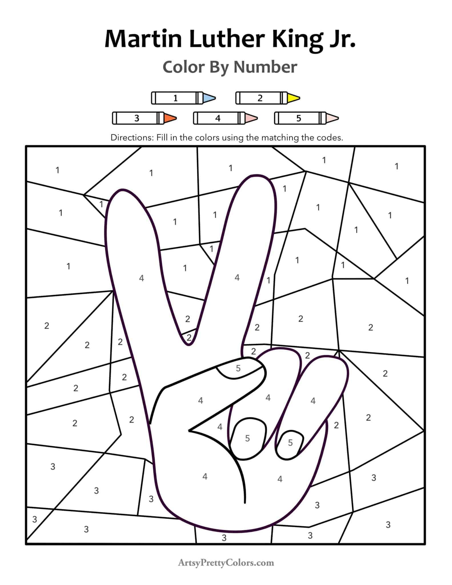 Martin Luther King Color By Number - Artsy Pretty Colors
