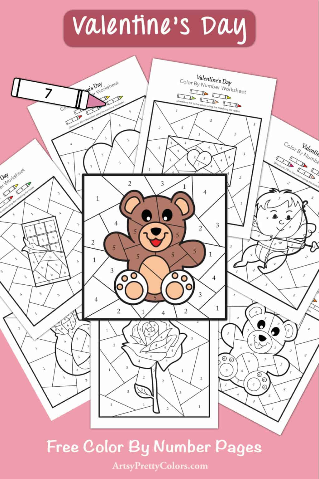 Valentine Color By Number Worksheets (Free!) - Artsy Pretty Colors