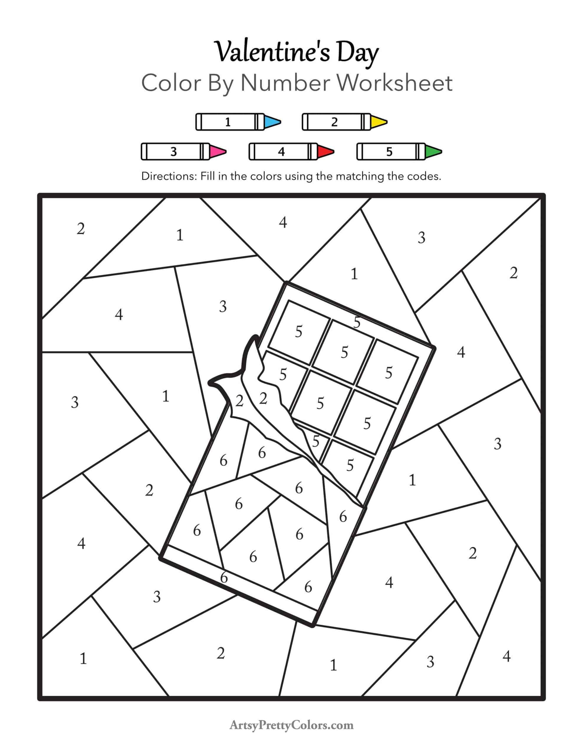 Valentine Color By Number Worksheets (Free!) - Artsy Pretty Colors