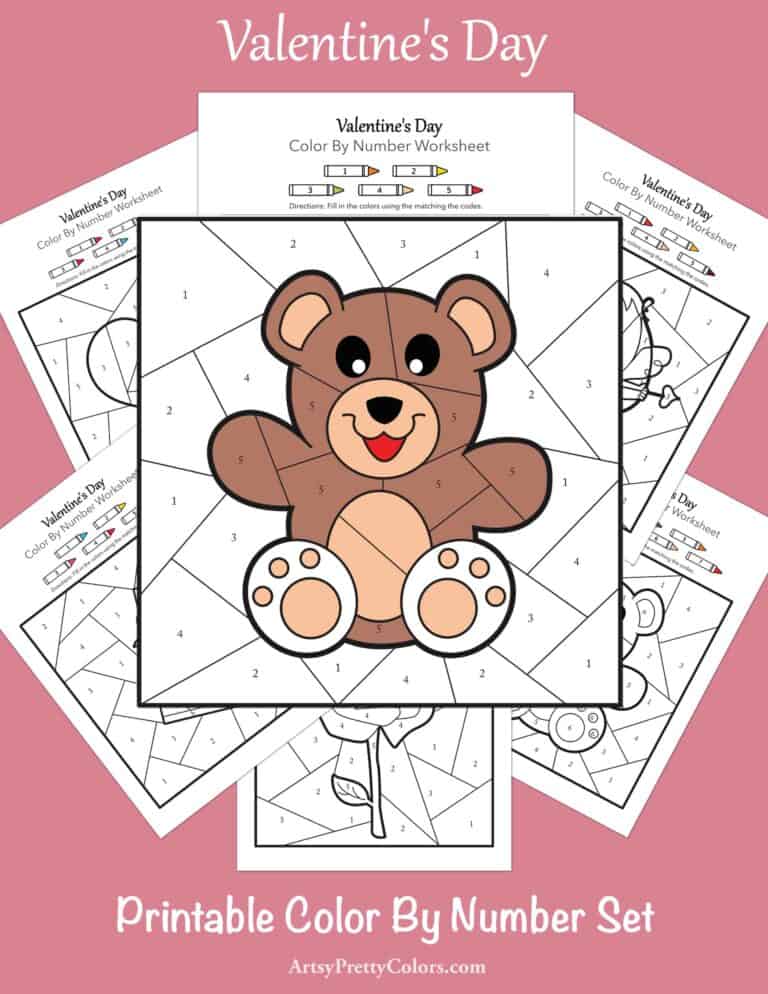 Valentine Color By Number Worksheets (Free!) - Artsy Pretty Colors