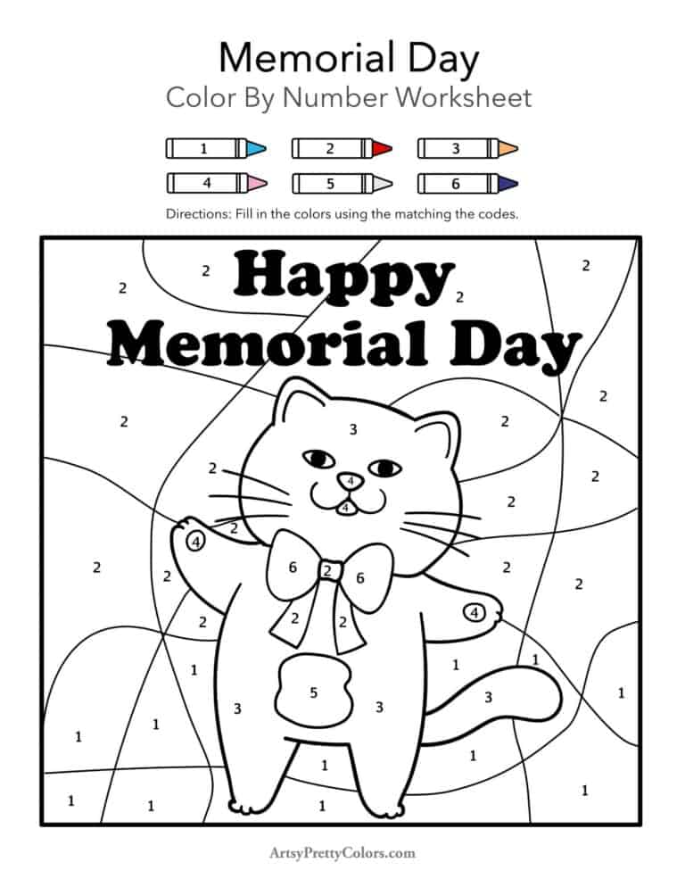 Free Memorial Day Color By Number - Artsy Pretty Colors