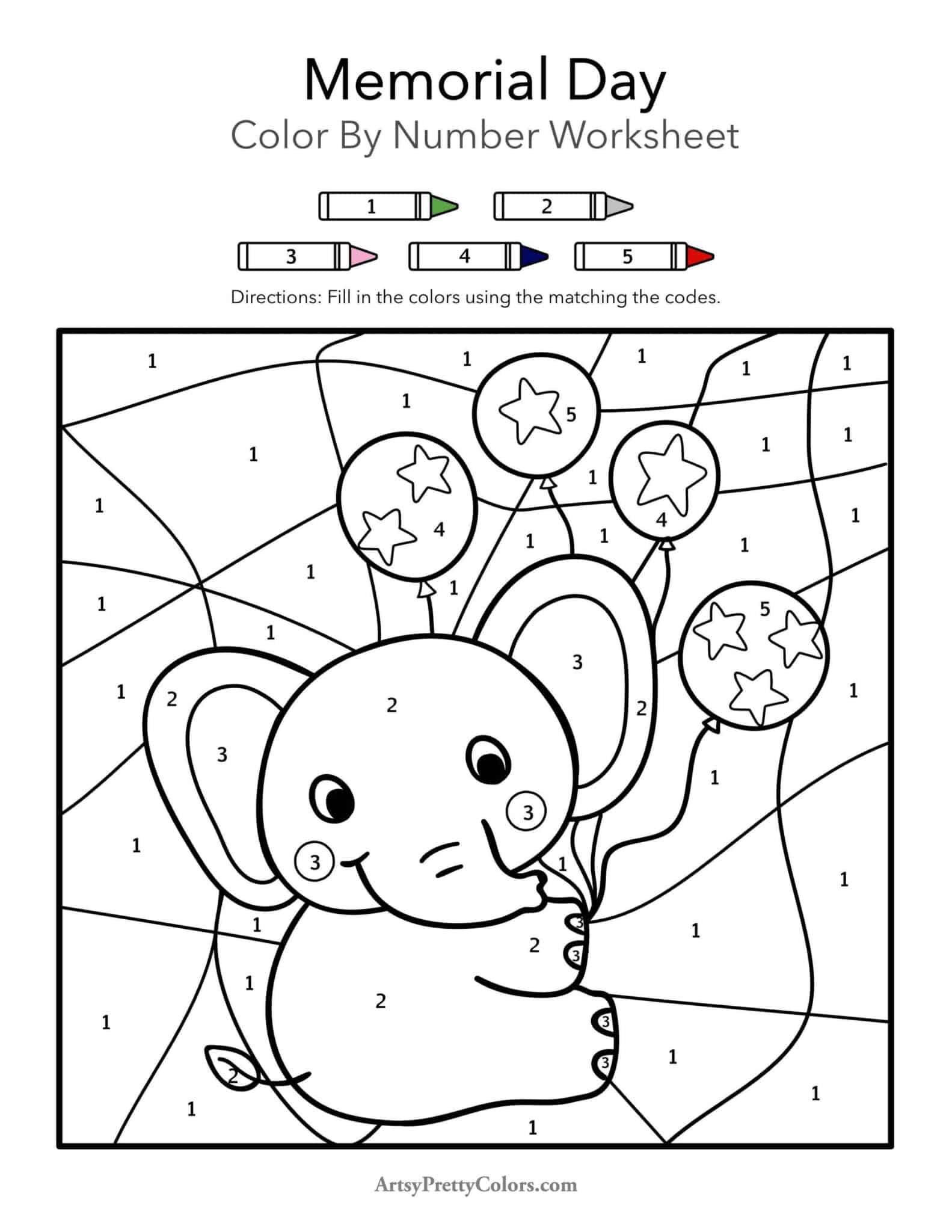 Free Memorial Day Color By Number - Artsy Pretty Colors