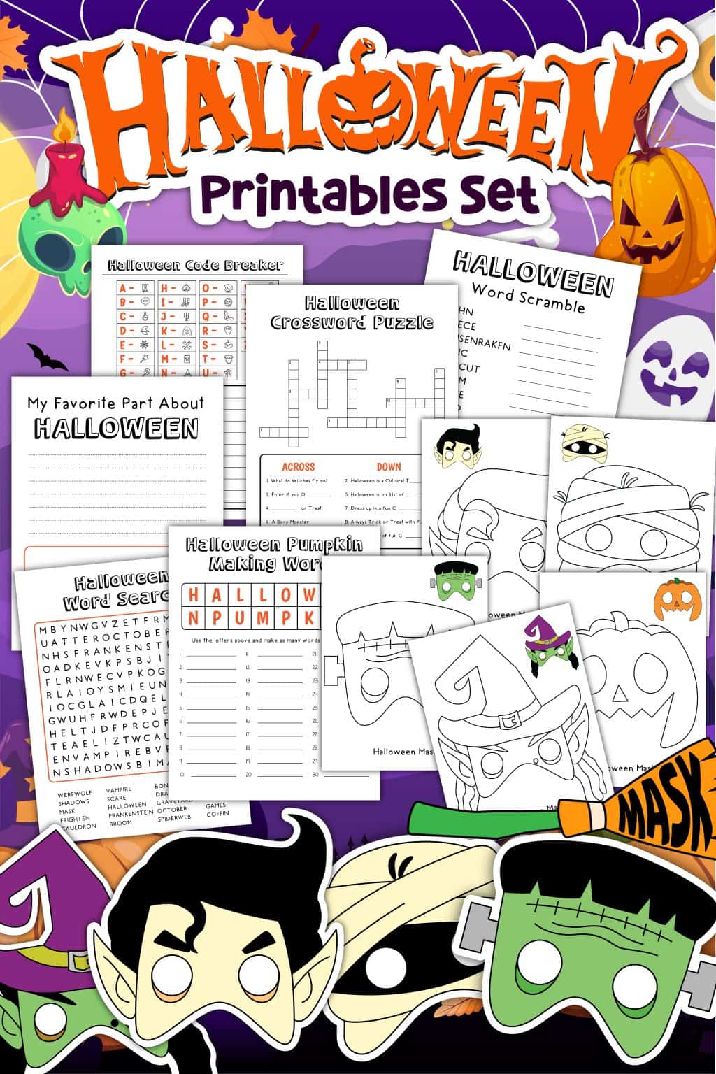 Free Halloween Activities Printable Set –For Kids - Artsy Pretty Colors