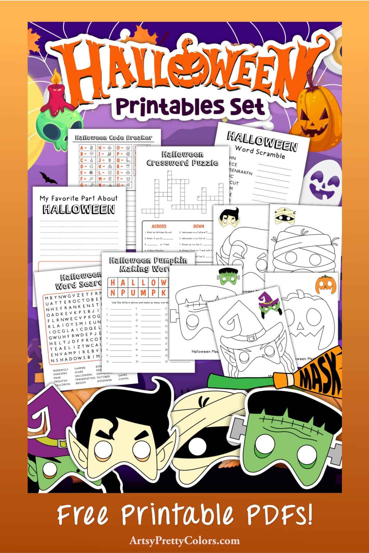 Free Halloween Activities Printable Set –For Kids - Artsy Pretty Colors