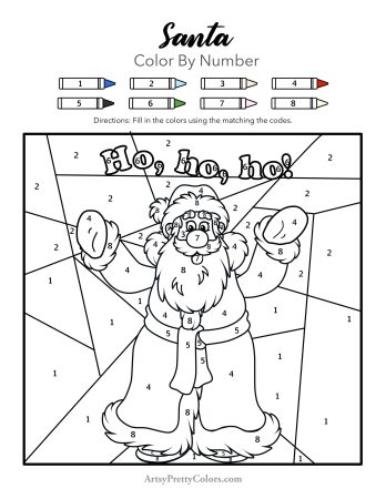 Santa Color By Number: Free Coloring Printables - Artsy Pretty Colors