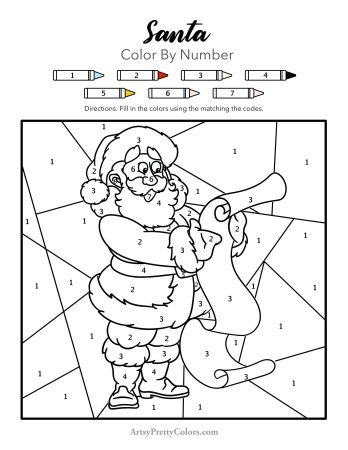 Santa Color By Number: Free Coloring Printables - Artsy Pretty Colors