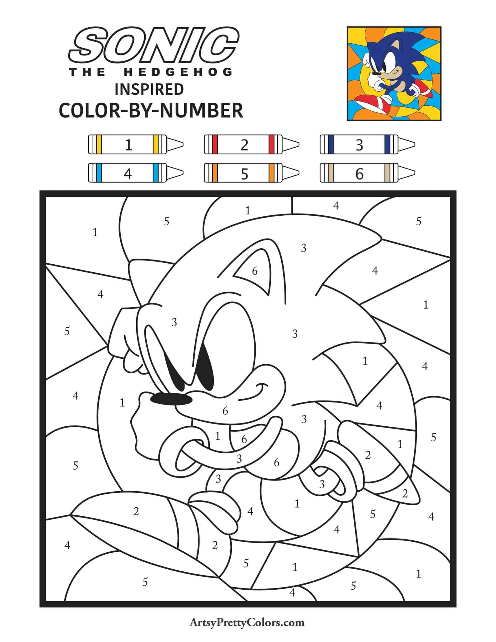 Free Sonic Color By Number Printables - Artsy Pretty Colors