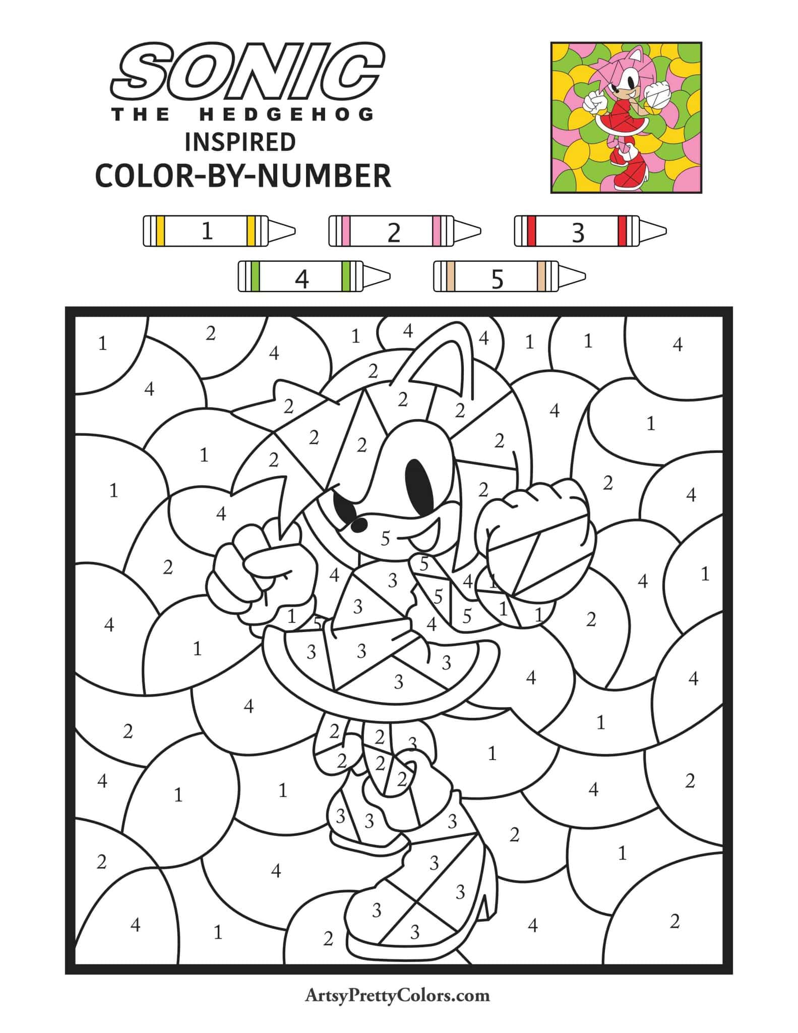 Free Sonic Color By Number Printables - Artsy Pretty Colors