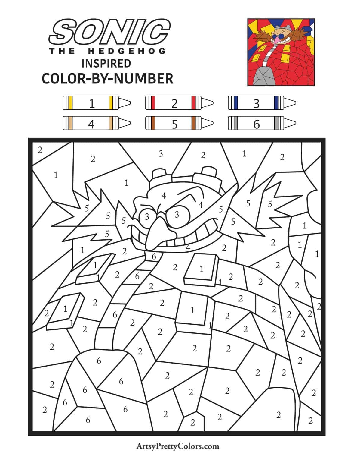 Free Sonic Color By Number Printables - Artsy Pretty Colors