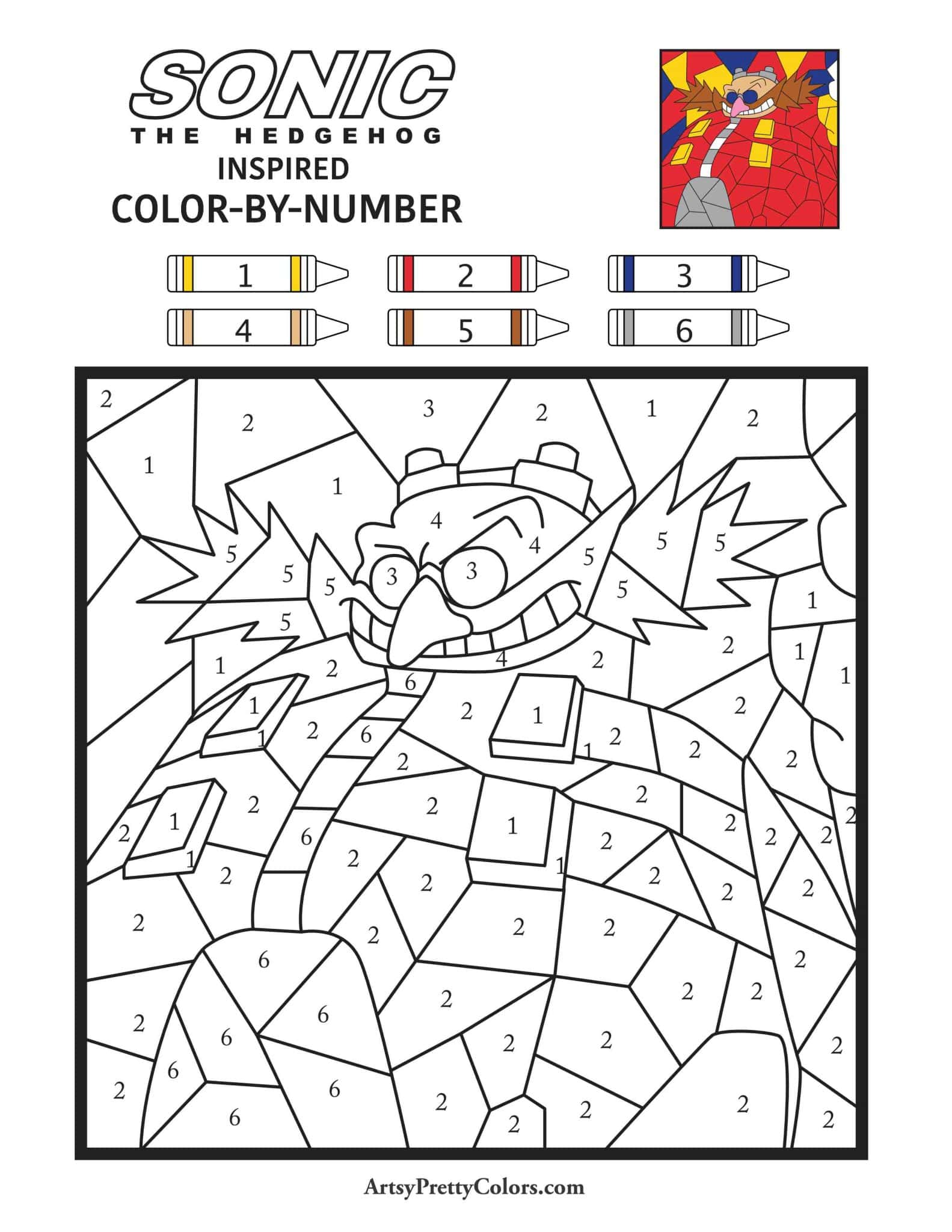 Free Sonic Color By Number Printables - Artsy Pretty Colors