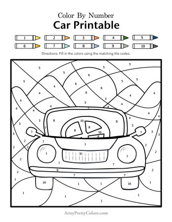 Best Color By Number Car Printables For Free - Artsy Pretty Colors