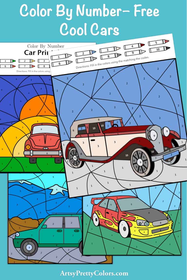 Best Color By Number Car Printables For Free - Artsy Pretty Colors