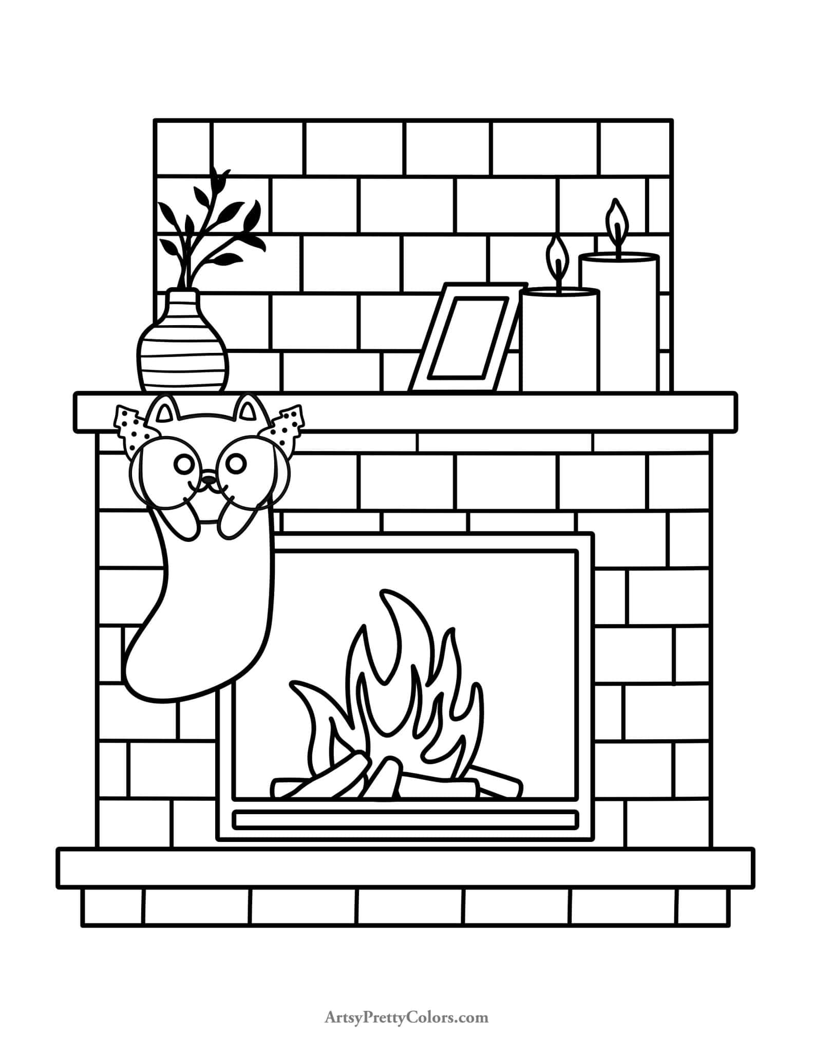 Fireplace Coloring Pages To Print For Free - Artsy Pretty Colors