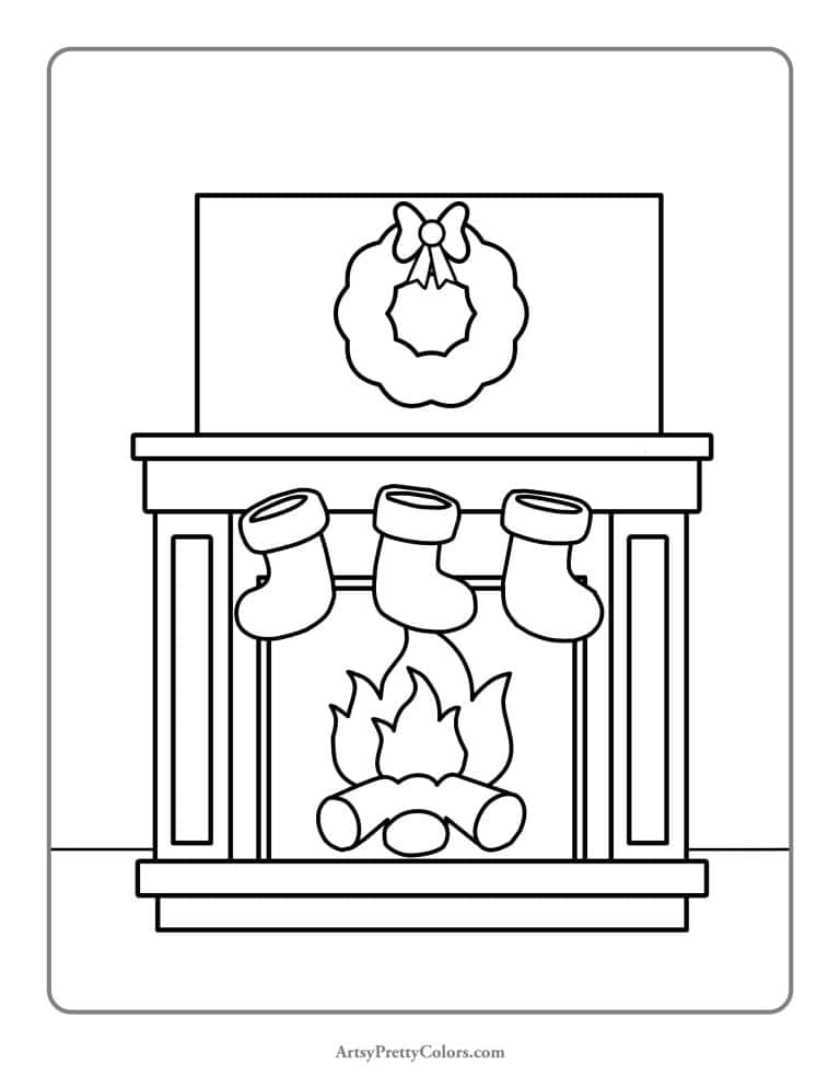 Fireplace Coloring Pages To Print For Free - Artsy Pretty Colors