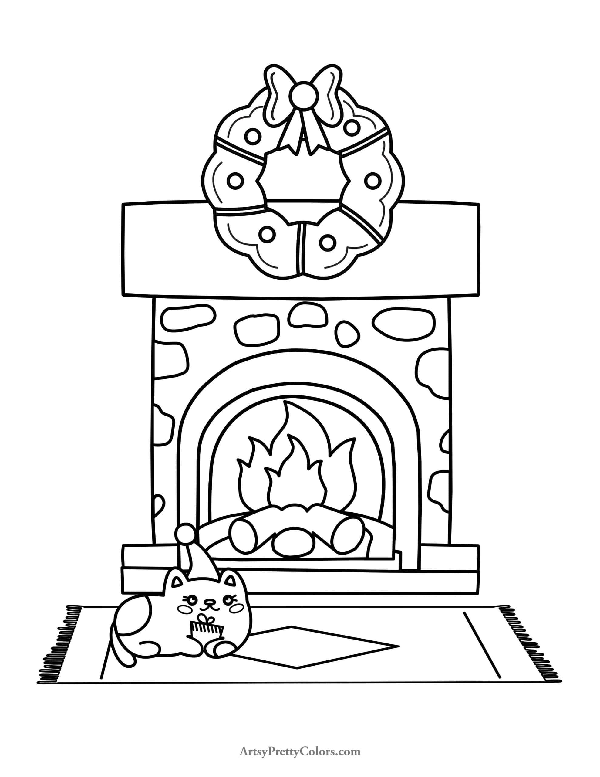 Fireplace Coloring Pages To Print For Free - Artsy Pretty Colors