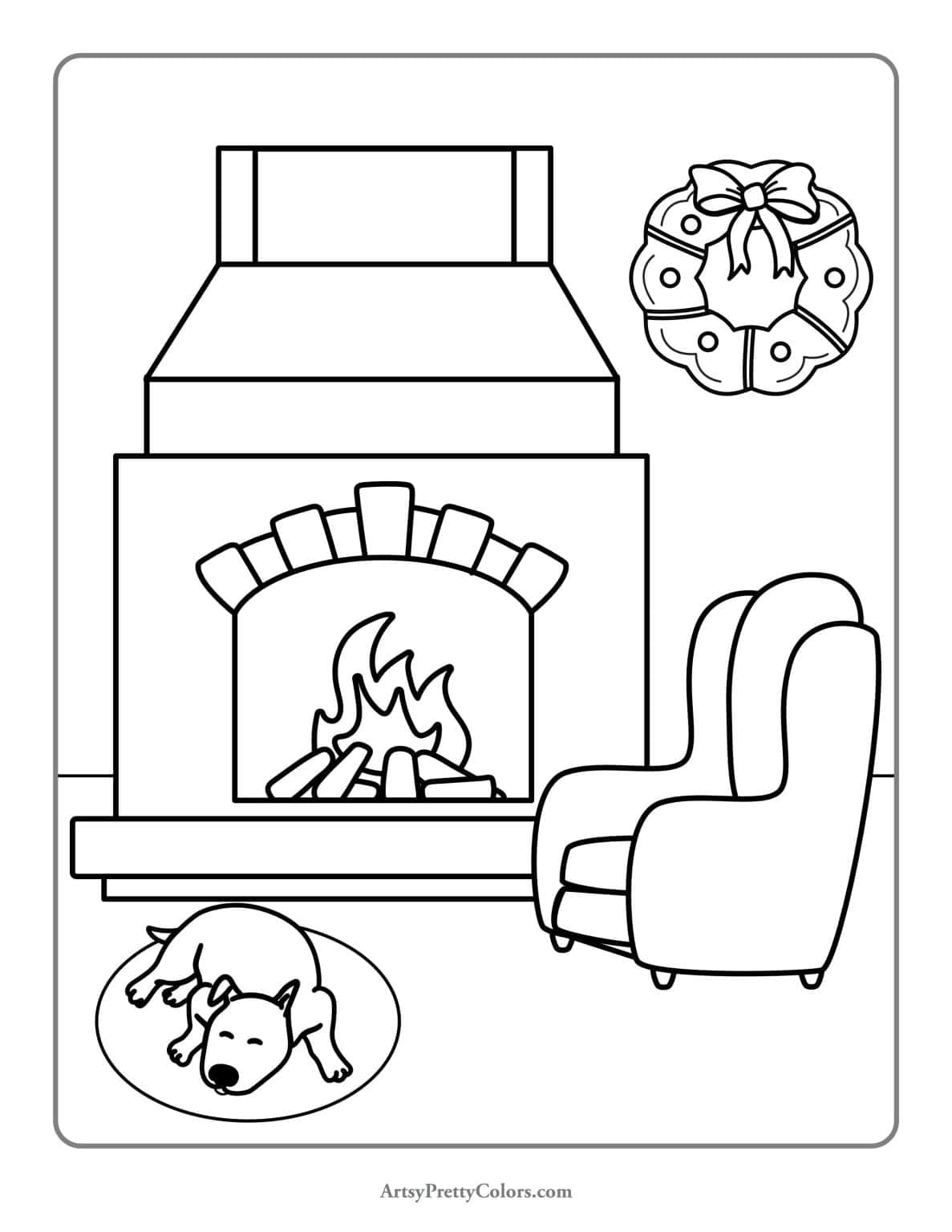 Fireplace Coloring Pages To Print For Free - Artsy Pretty Colors