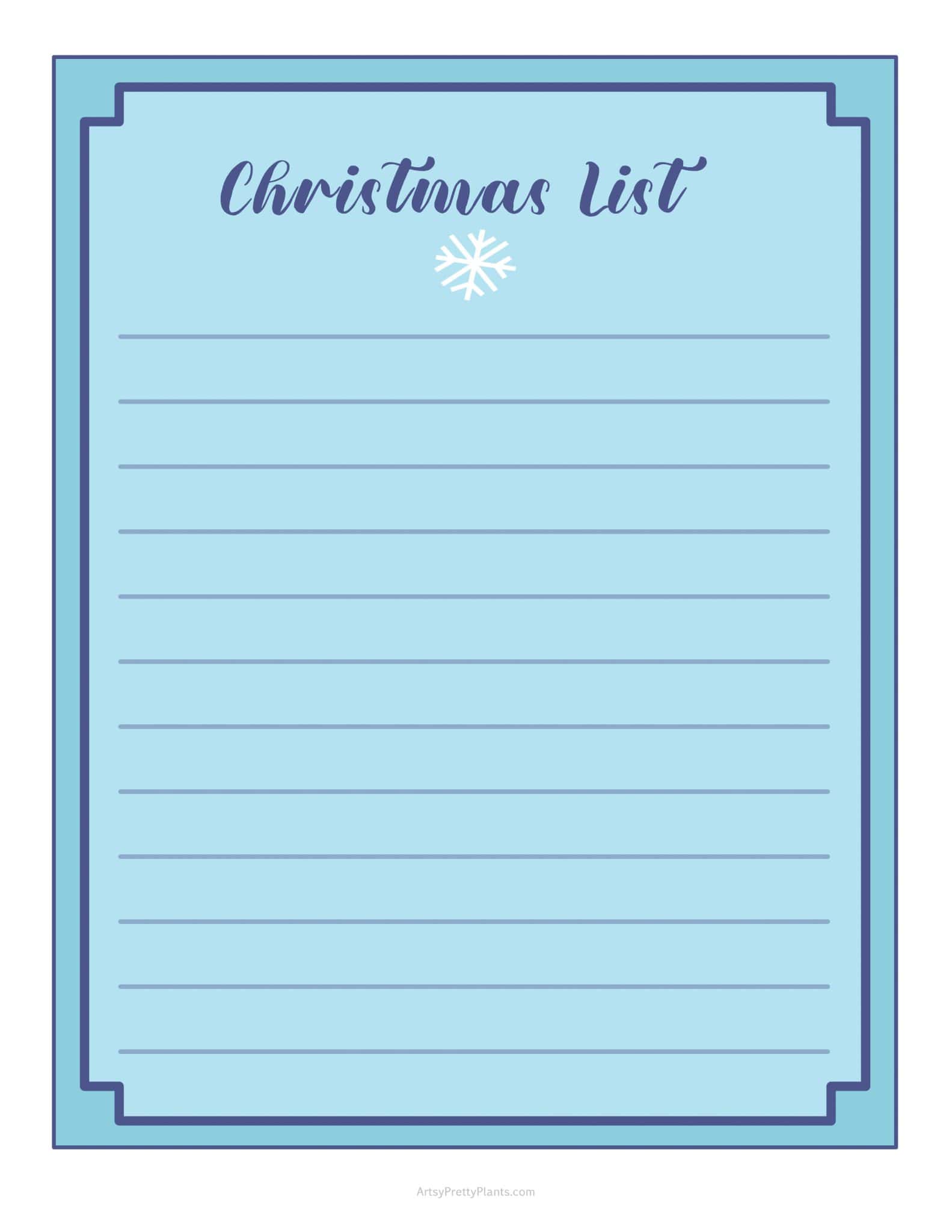 30 Free Christmas List Printables - Artsy Pretty Colors