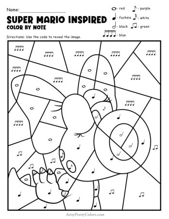 Free Music Color By Number –Mario Printables - Artsy Pretty Colors