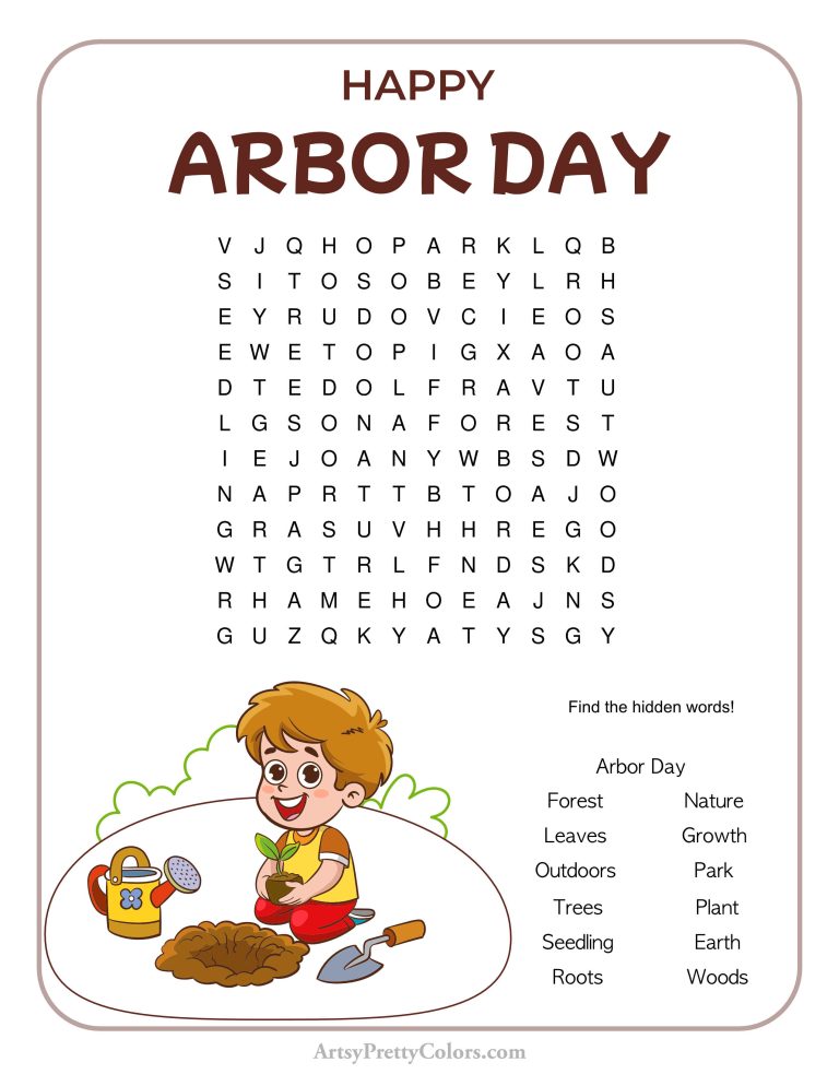 Free Arbor Day Word Search Printables –Celebrate Nature - Artsy Pretty ...