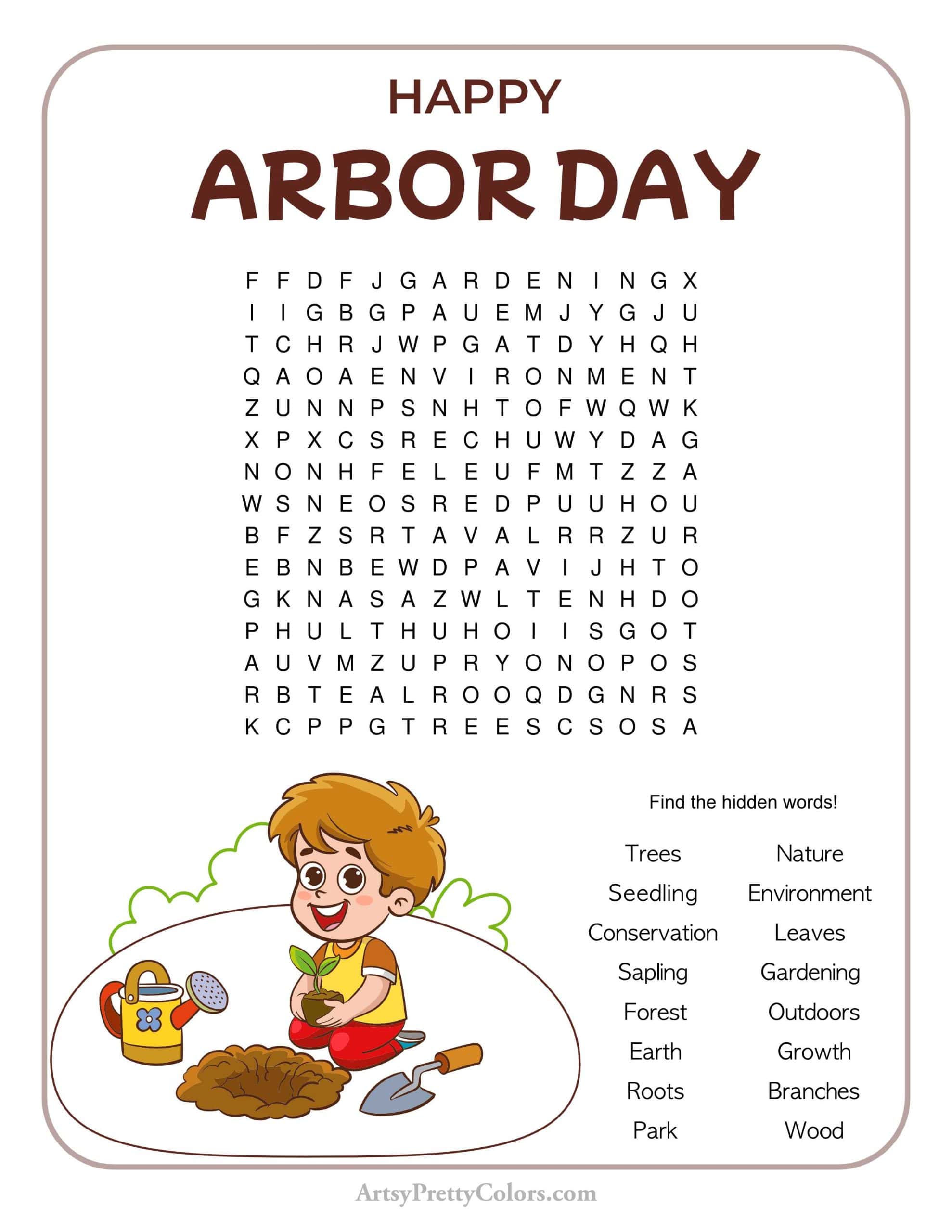 Free Arbor Day Word Search Printables –Celebrate Nature - Artsy Pretty ...