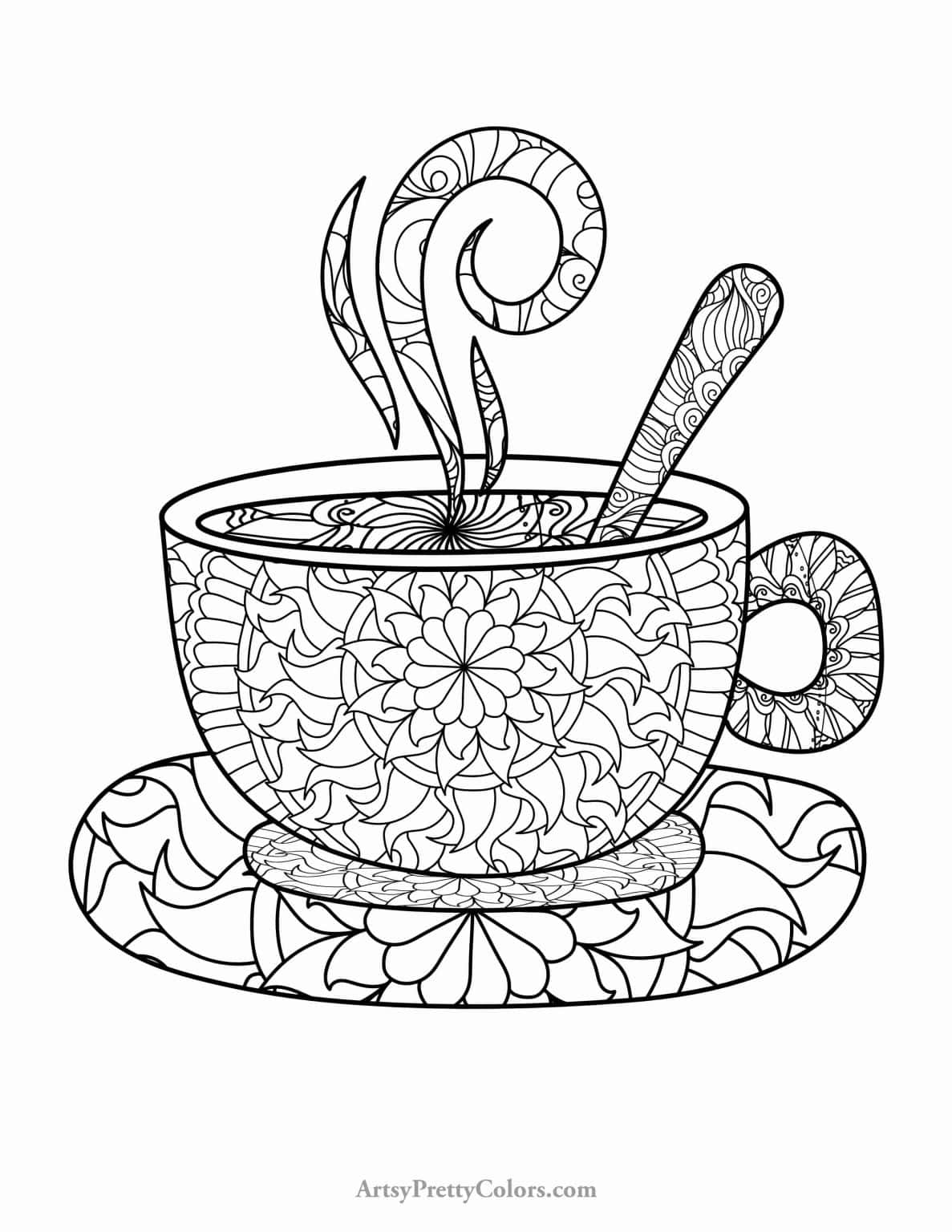 19 Free Coffee Cup Coloring Pages (For All Ages) - Artsy Pretty Colors