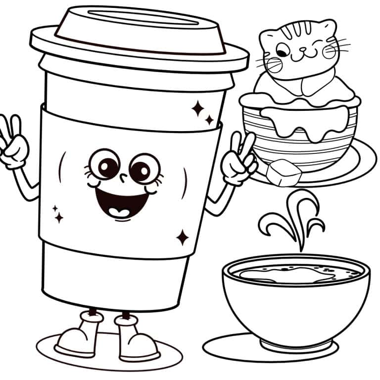 19 Free Coffee Cup Coloring Pages (For All Ages) - Artsy Pretty Colors