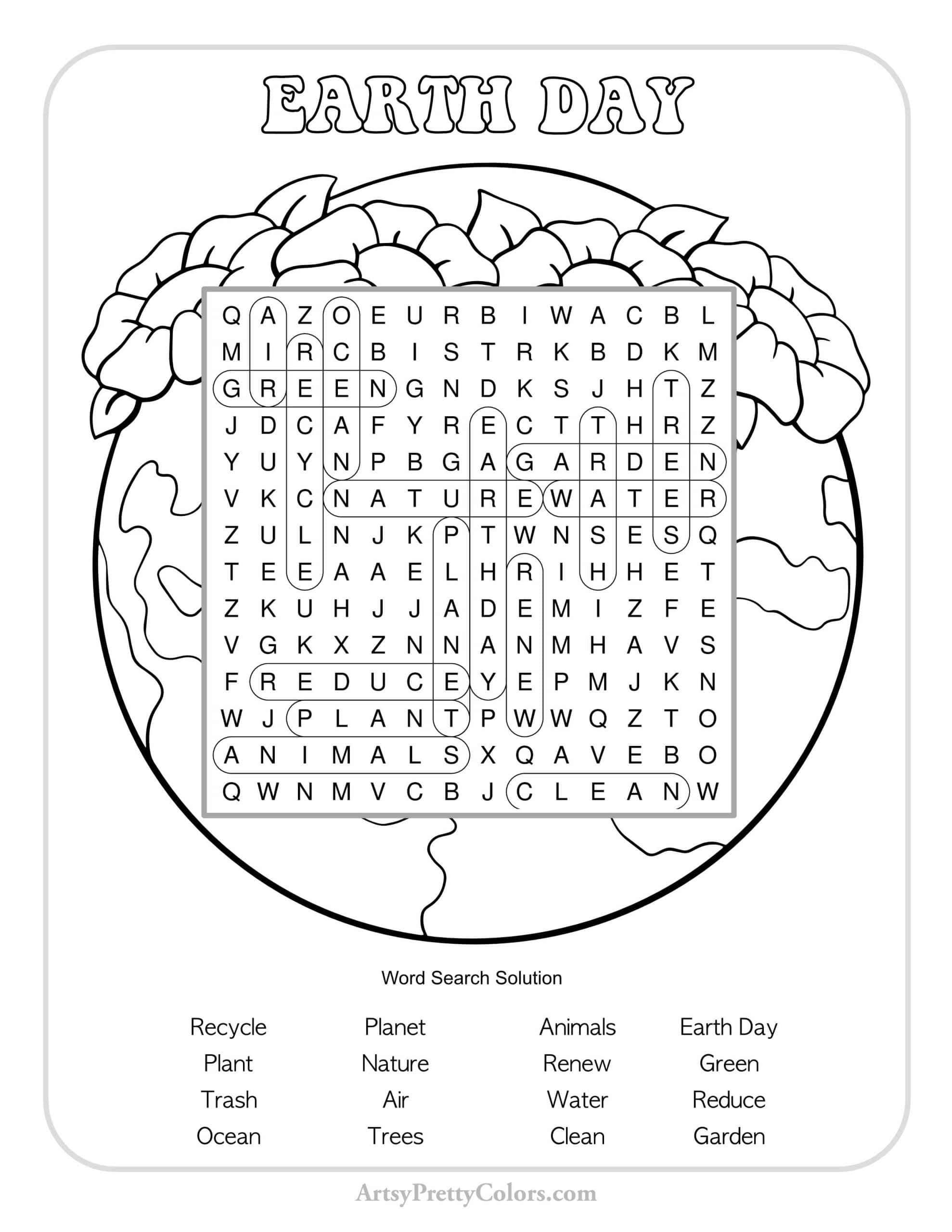 Free Earth Day Word Search Puzzles –Celebrate The Planet - Artsy Pretty ...