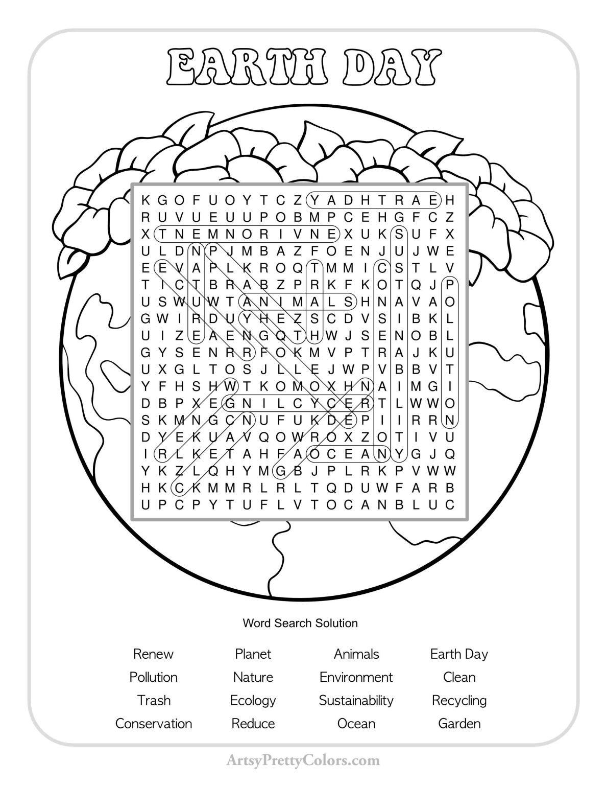 Free Earth Day Word Search Puzzles –Celebrate The Planet - Artsy Pretty ...