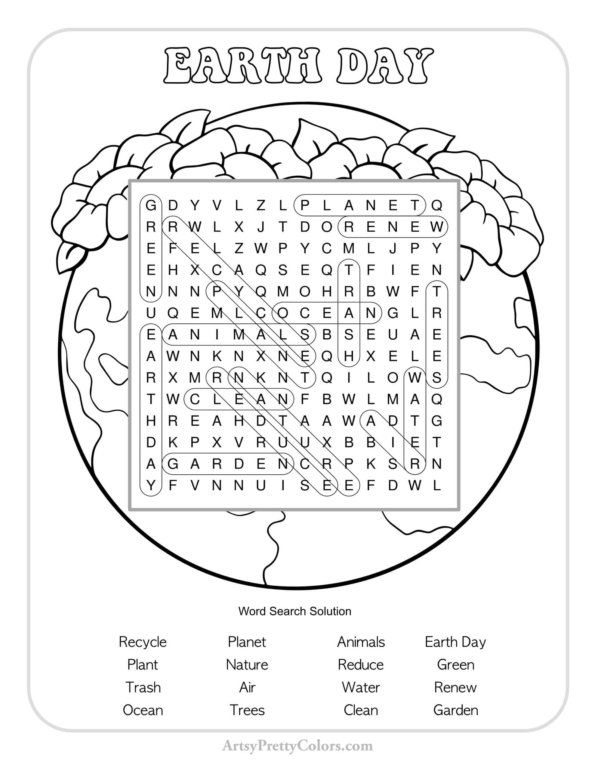 Free Earth Day Word Search Puzzles –Celebrate The Planet - Artsy Pretty ...